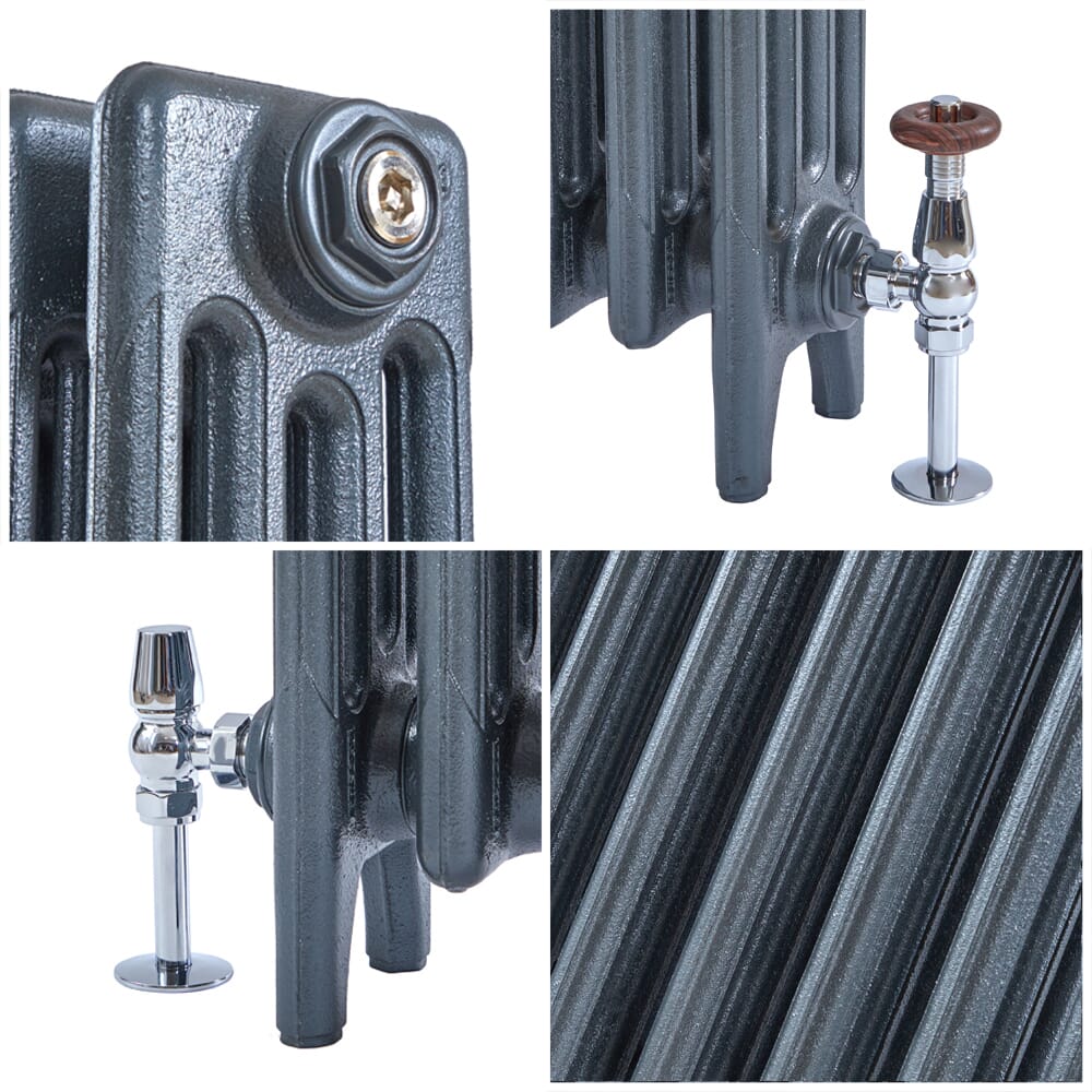 Radiatore in Ghisa a 4 Colonne - 460mm- Argento Antico - Scelta di ...