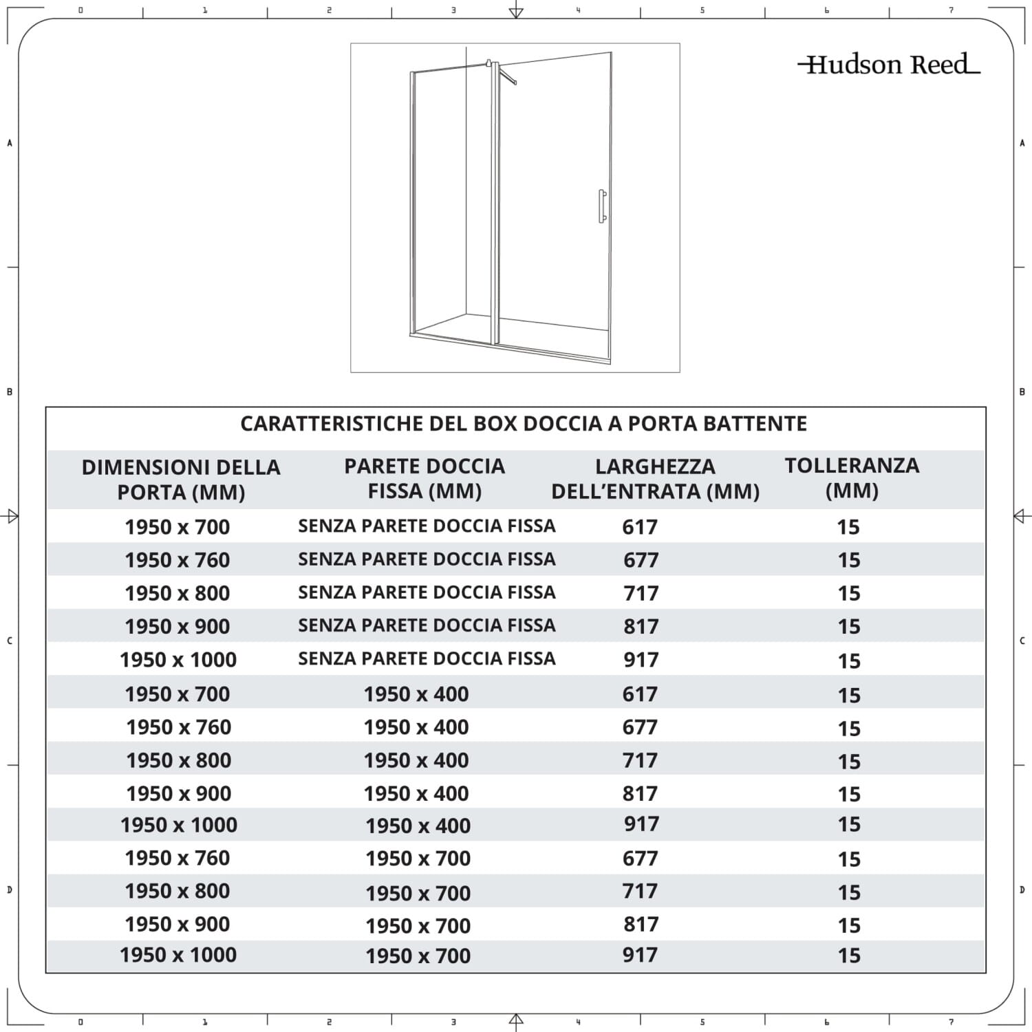 Porta Doccia - Finitura Cromata - Scelta di Dimensioni - Portland