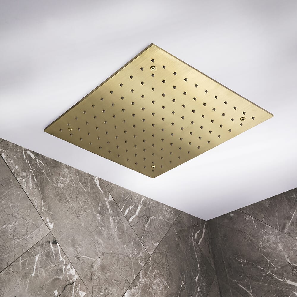 Soffione Doccia da Incasso a Soffitto Moderno Quadrato - 400mm - Oro ...