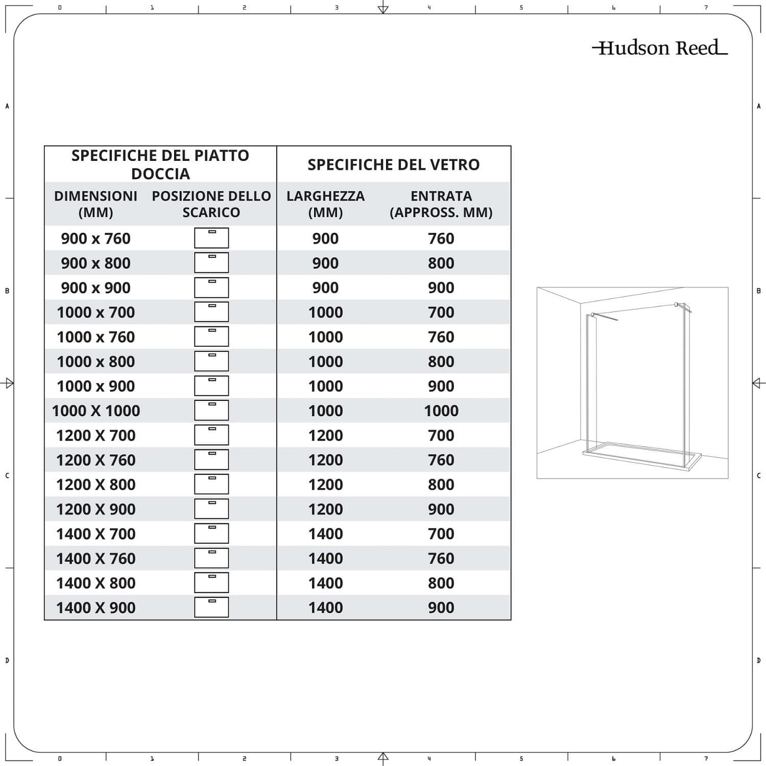 Box Doccia Walk-In Centro Stanza con Piatto Doccia e Parete Paraspruzzi ...