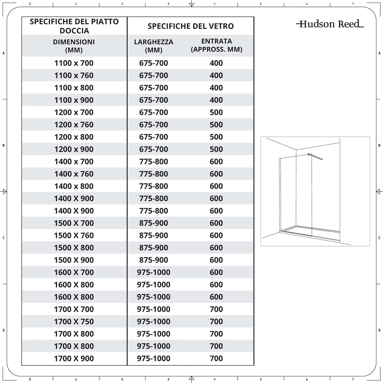 Kit Doccia Walk-In a Nicchia Completo di Profilo con Finitura Effetto ...
